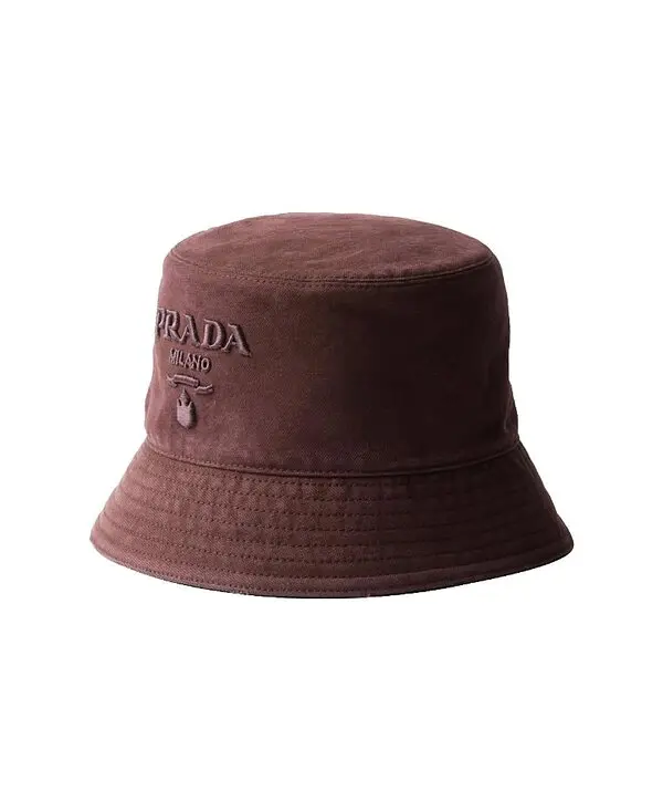 Prada Canvas Bucket Hat - Burgundy