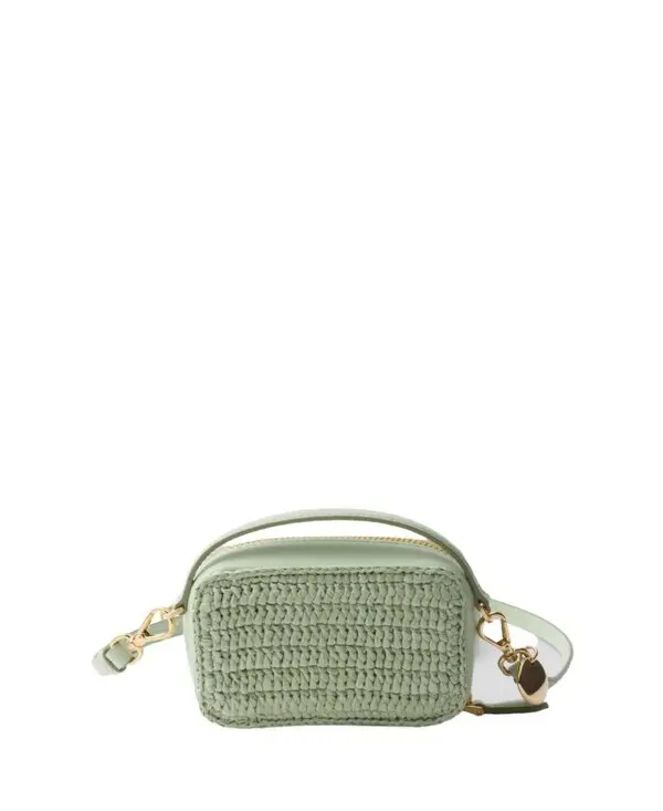 Prada Crochet And Leather Mini-pouch - Green