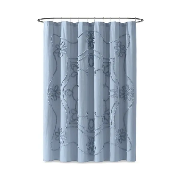 PERI HOME Retro Scroll Shower Curtain - Blue