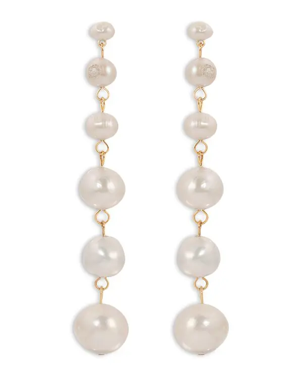 Ettika Cultured Freshwater Pearl Linear Drop Earrings - Gold