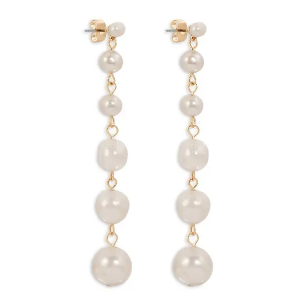 Ettika Cultured Freshwater Pearl Linear Drop Earrings