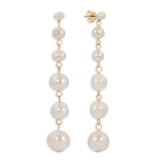 Ettika Cultured Freshwater Pearl Linear Drop Earrings