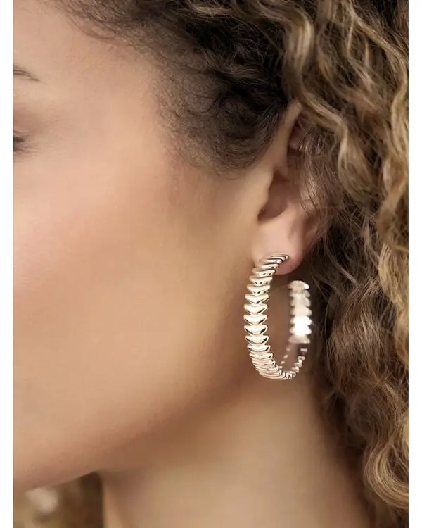 Ettika Metal Moderna Large Half Hoop Earrings - Silver
