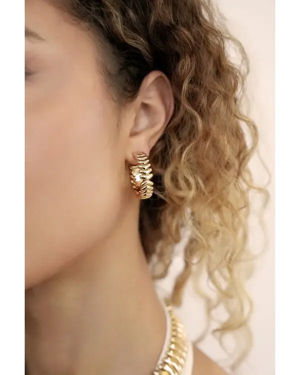 Ettika Metal Moderna Half Hoop Earrings - Gold