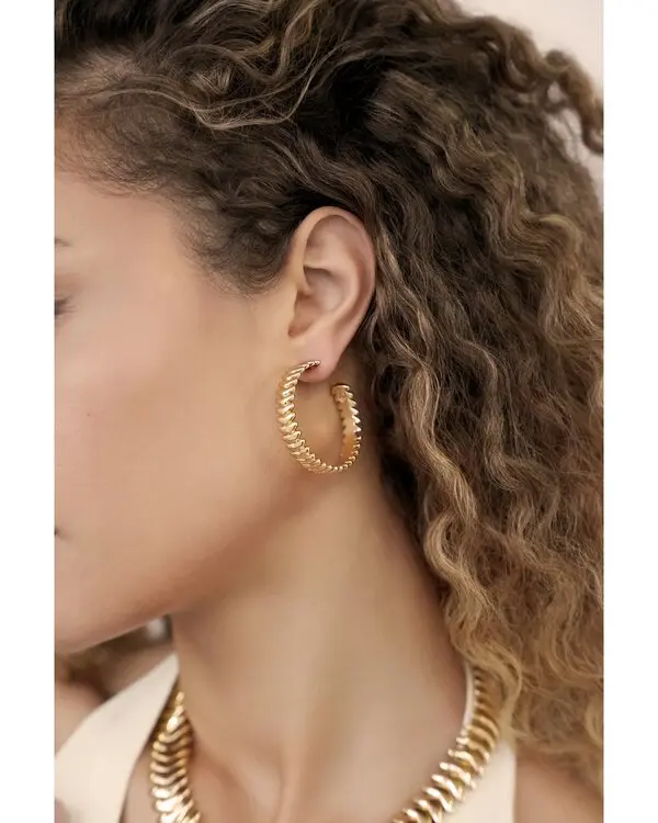 Ettika Metal Moderna Large Half Hoop Earrings - Gold