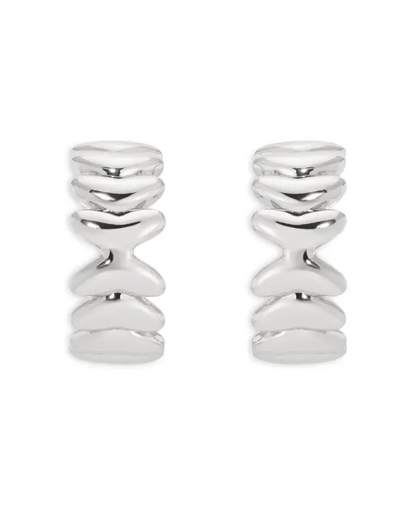 Ettika Metal Half Hoop Earrings - Silver