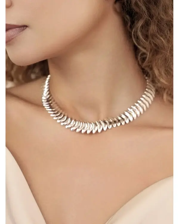 Ettika Metal Choker Necklace - Silver