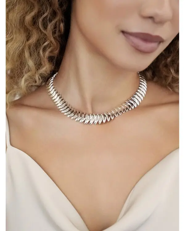 Ettika Metal Choker Necklace - Silver