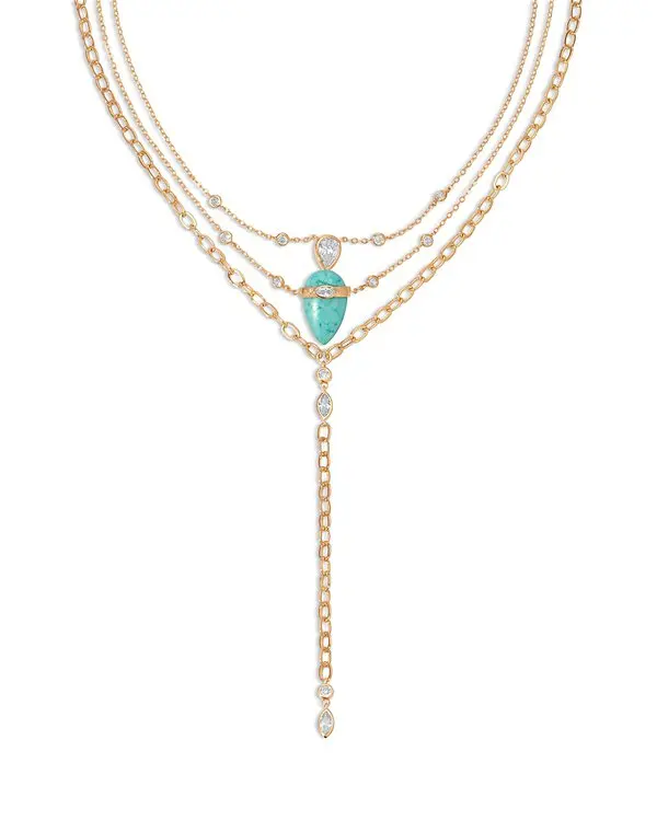 Ettika Solstice & Cubic Zirconia Convertible Layered Lariat Necklace - Turquoise