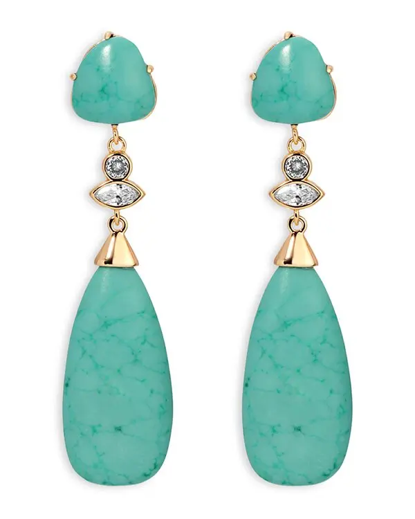 Ettika Solstice & Cubic Zirconia Linear Drop Earrings - Turquoise