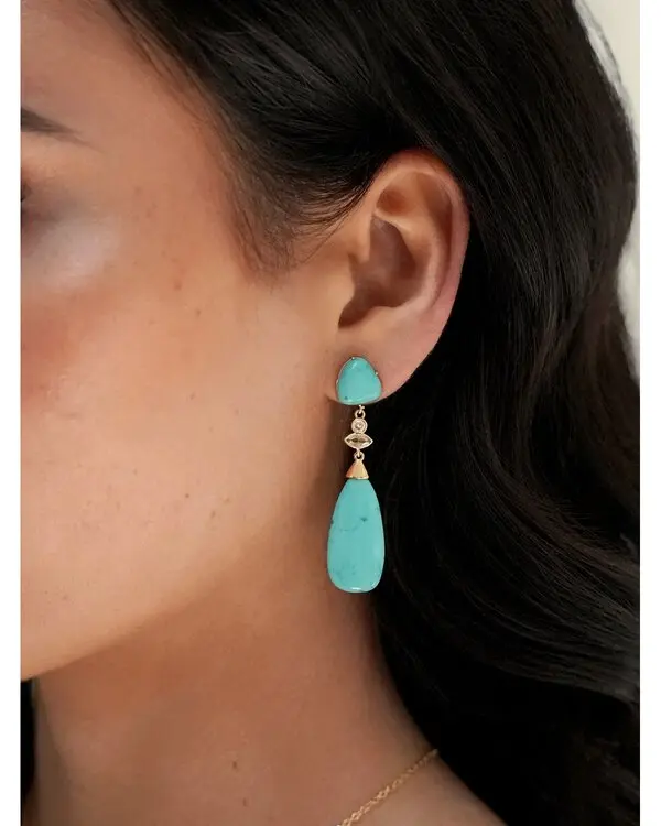 Ettika Solstice & Cubic Zirconia Linear Drop Earrings - Turquoise