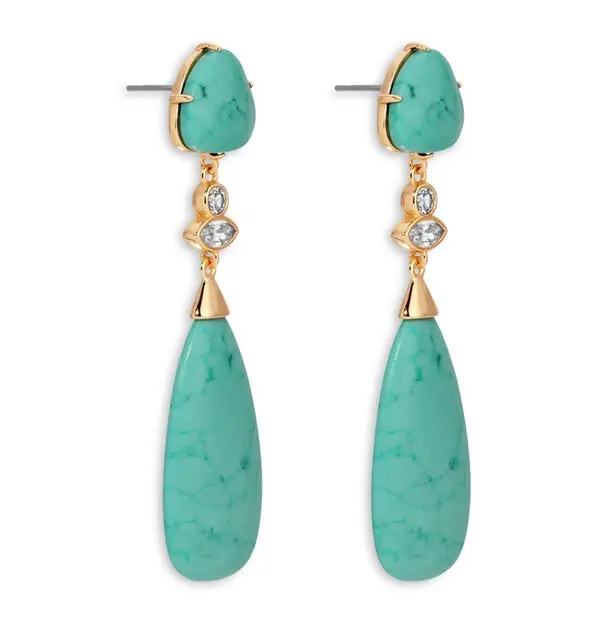 Ettika Solstice & Cubic Zirconia Linear Drop Earrings - Turquoise