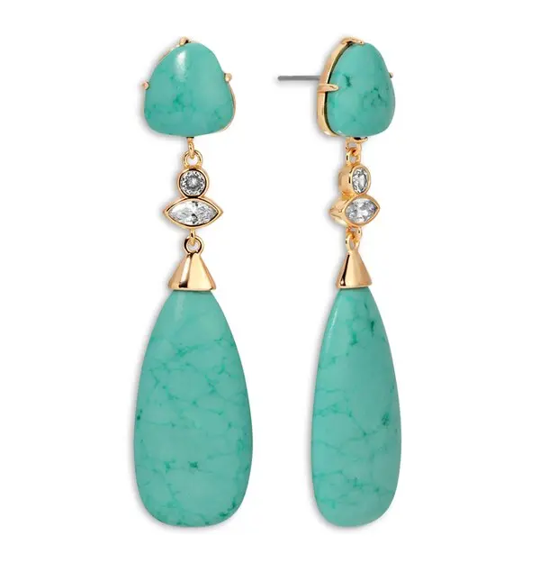 Ettika Solstice & Cubic Zirconia Linear Drop Earrings - Turquoise