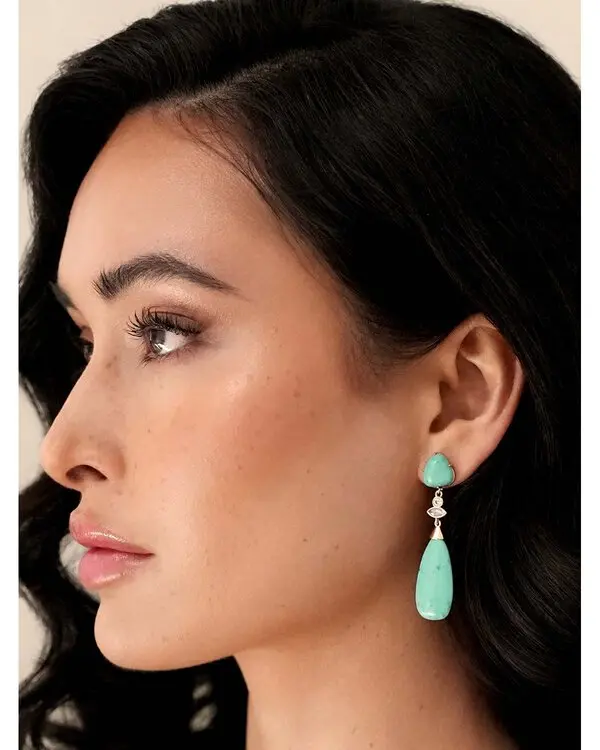 Ettika Solstice & Cubic Zirconia Linear Drop Earrings - Turquoise