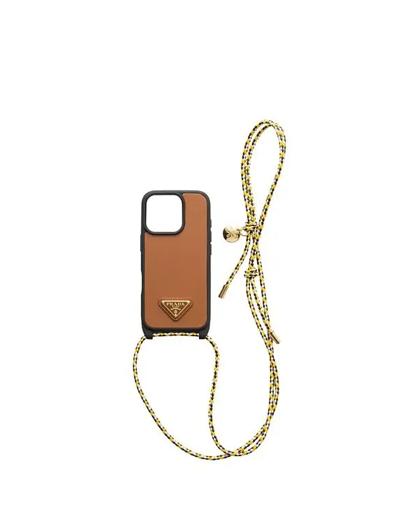 Prada Leather Case For Iphone 16 Pro - Brown
