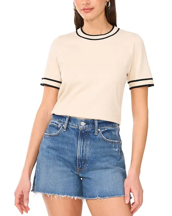 Vince Camuto Short Sleeve Crewneck Sweater - Almond