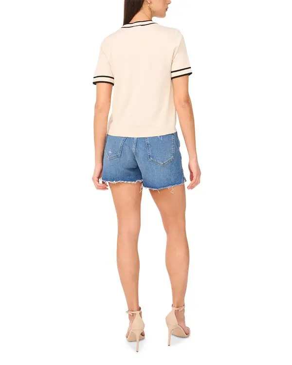 Vince Camuto Short Sleeve Crewneck Sweater - Almond