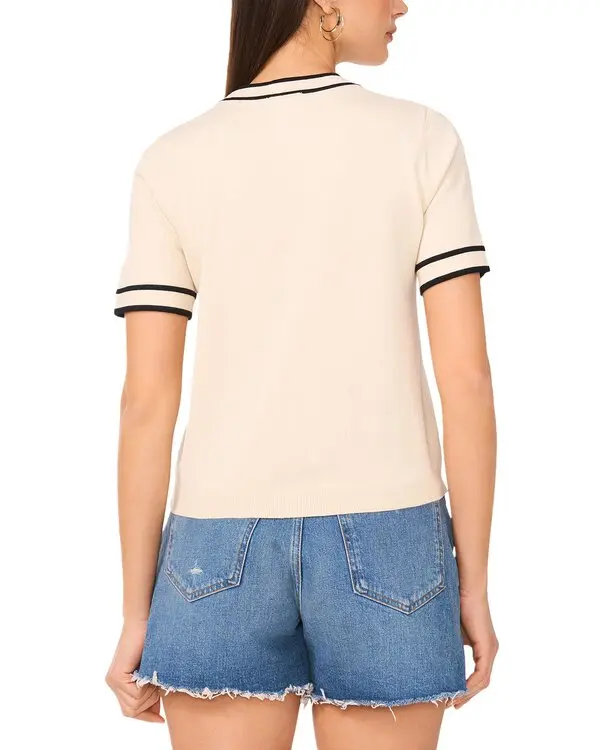 Vince Camuto Short Sleeve Crewneck Sweater - Almond