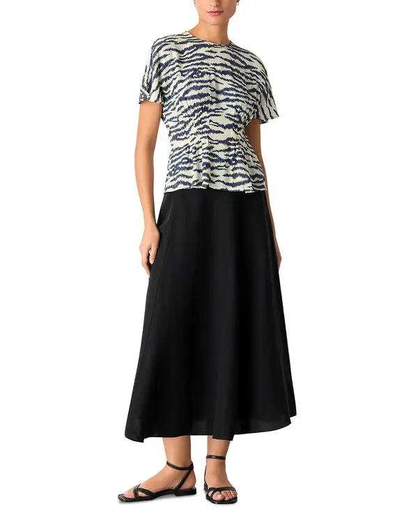 Whistles Feathered Tiger Shirred Blouse - Ivory/multi