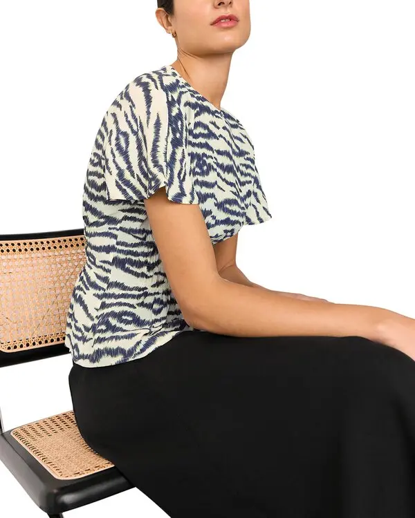 Whistles Feathered Tiger Shirred Blouse - Ivory/multi
