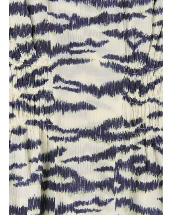 Whistles Feathered Tiger Shirred Blouse - Ivory/multi