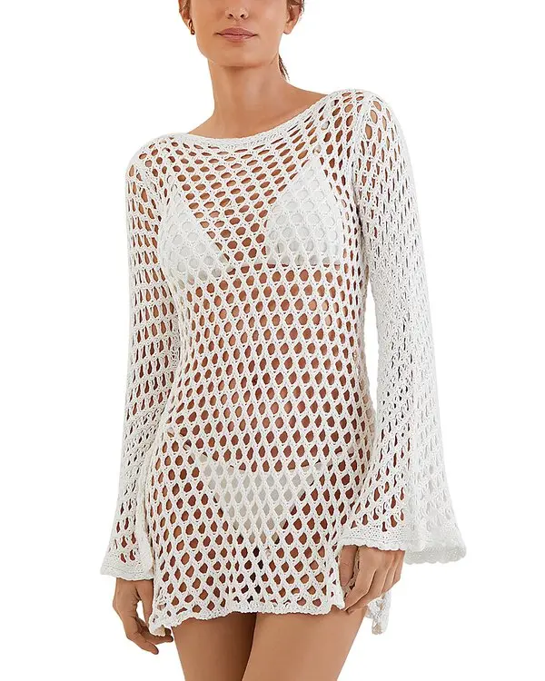 VIX PAULA HERMANNY Belle Crochet Dress Swim Cover-up - Off White