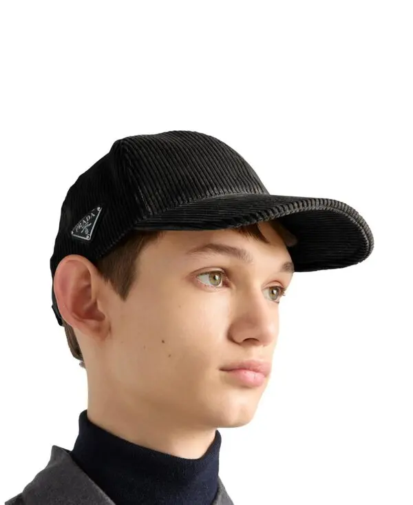 Prada Corduroy Baseball Cap - Black