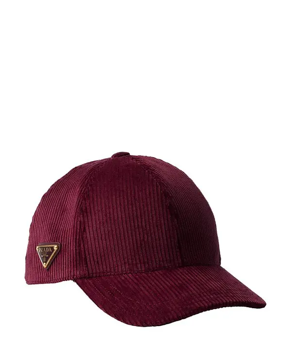 Prada Corduroy Baseball Cap - Burgundy