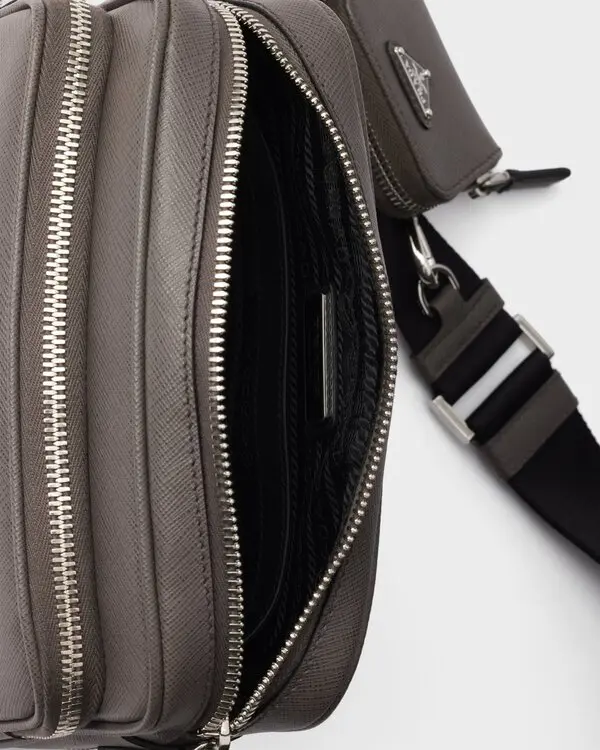 Prada Saffiano Leather Shoulder Bag - Grey
