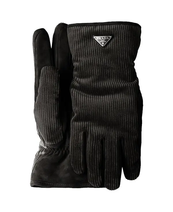 Prada Corduroy Gloves - Black
