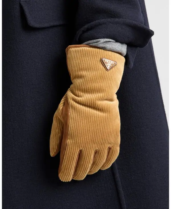 Prada Corduroy Gloves - Yellow