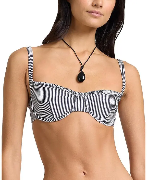 Onia Marilyn Bikini Top - Noir Navy/white