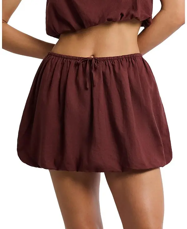 Onia Air Linen Bubble Mini Skirt - Rum