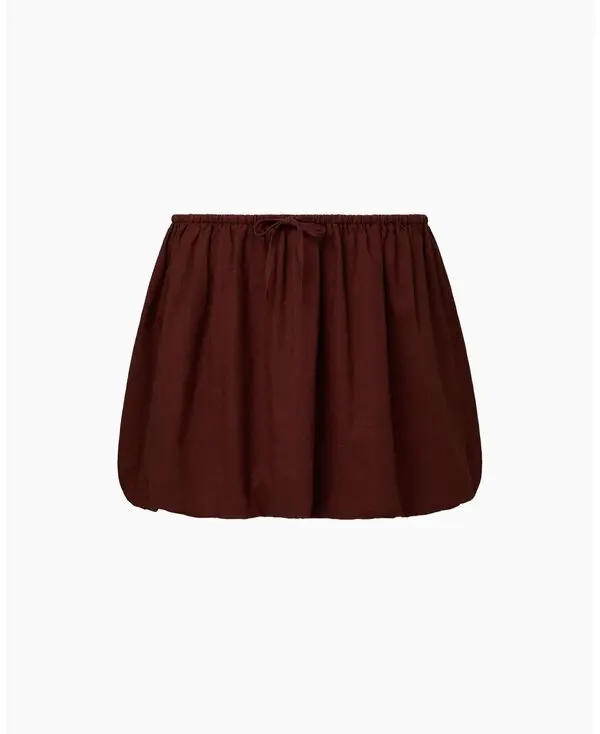 Onia Air Linen Bubble Mini Skirt - Rum