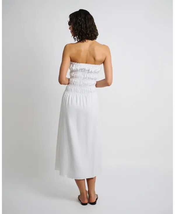Onia Air Linen Smocked Maxi Dress