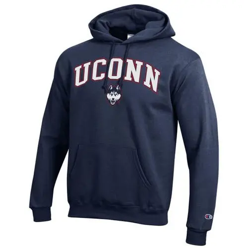 Champion Uconn Huskies Arched Logo Fleece Pullover Hoodie - Navy