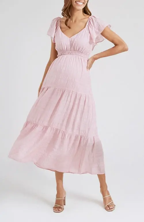 ANGEL MATERNITY Ruffle Sleeve Maternity Dress - Pink