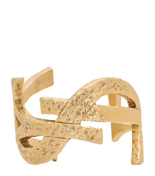 Saint Laurent Hammered Cassandre Cuff Bracelet - Metallic