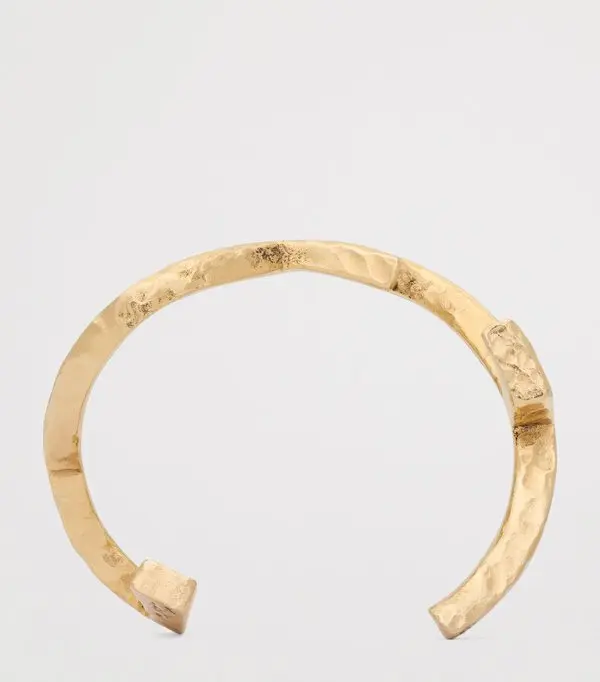 Saint Laurent Hammered Cassandre Cuff Bracelet - Metallic