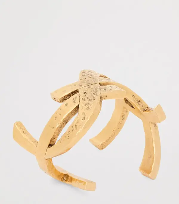 Saint Laurent Hammered Cassandre Cuff Bracelet - Metallic