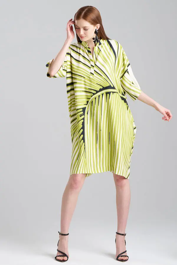 Natori Yoshinoki Cotton Silk Caftan Dress
