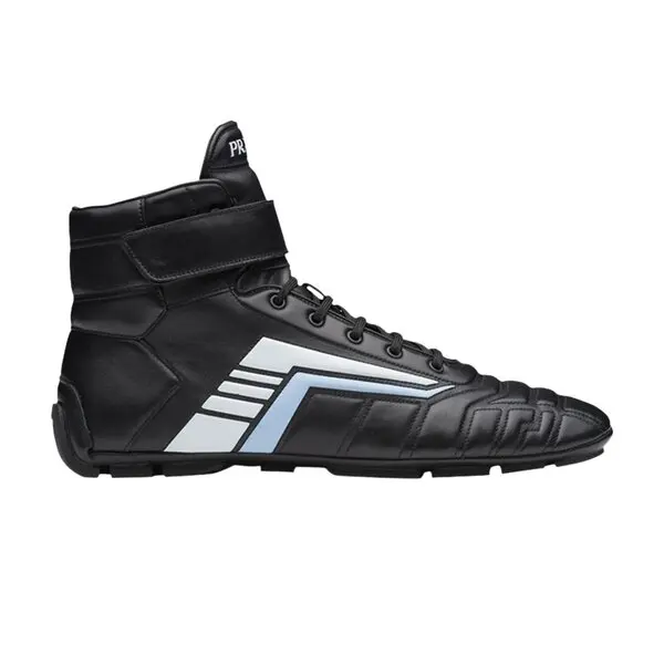 Prada Rev Cuero High-top Sneaker - Black