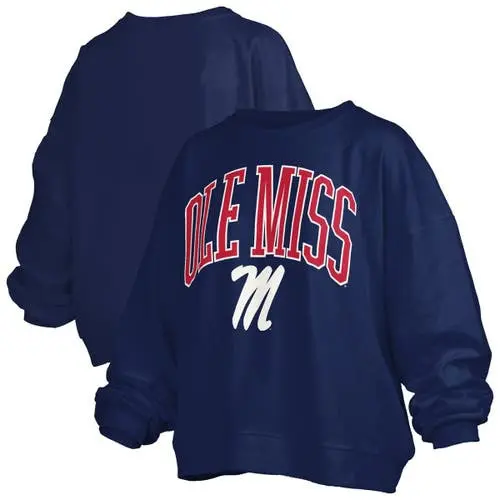 PRESSBOX Ole Miss Rebels Janise Arch Over Logo Pullover Sweatshirt - Navy
