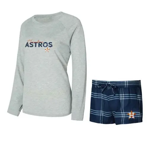 CONCEPTS SPORT Houston Astros Long Sleeve Top And Plaid Shorts Set
