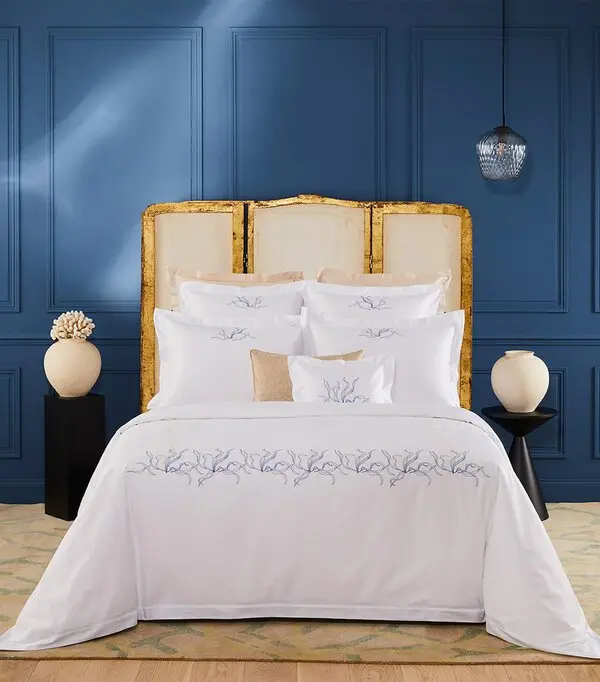 YVES DELORME COUTURE Nautilus Boudoir Oxford Pillowcase - Blue