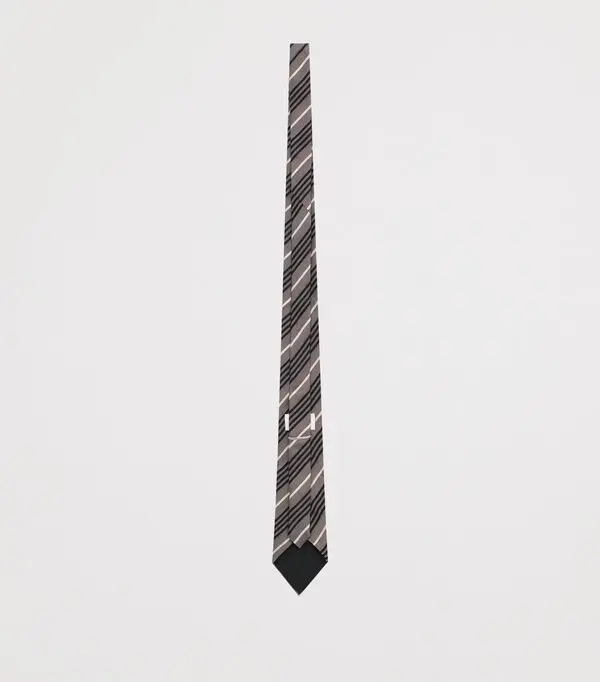 Saint Laurent Silk Jacquard Stripe Tie - Beige