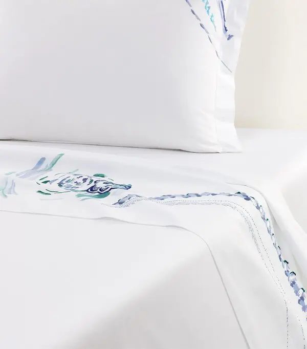 YVES DELORME COUTURE Pima Cotton Abysses Flat Sheet