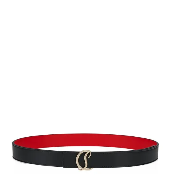 Christian Louboutin Loubi54 Reversible Leather Skinny Belt 75 cm/30” Christian Louboutin Loubi54 Reversible Leather Belt - Black  main image 2