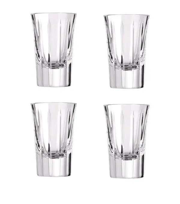 Christofle Set Of 4 Iriana Crystal Vodka Glasses - Silver