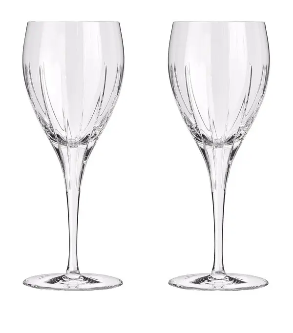 Christofle Set Of 2 Iriana Crystal White Wine Glasses - Silver